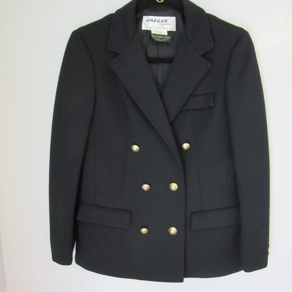 jaeger | Jackets & Coats | Jaeger Black Vintage Double Breasted Wool ...